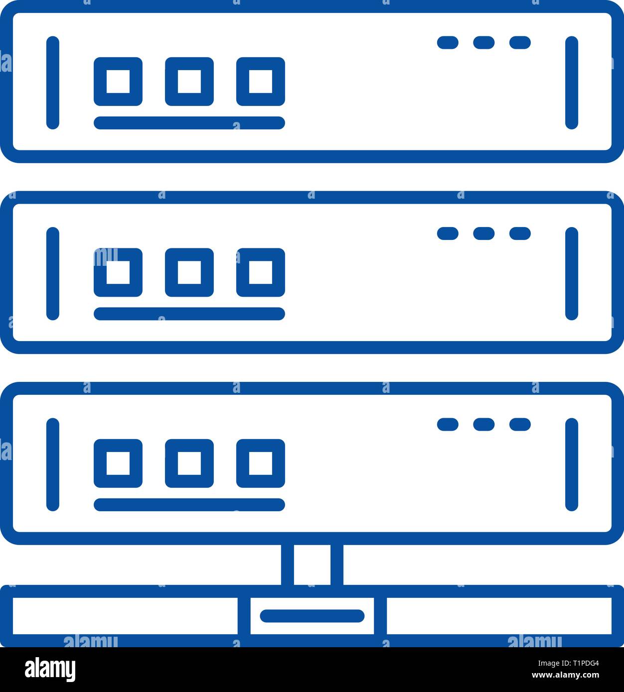 Cloud server line icon concept. Cloud server flat vector symbol, sign ...