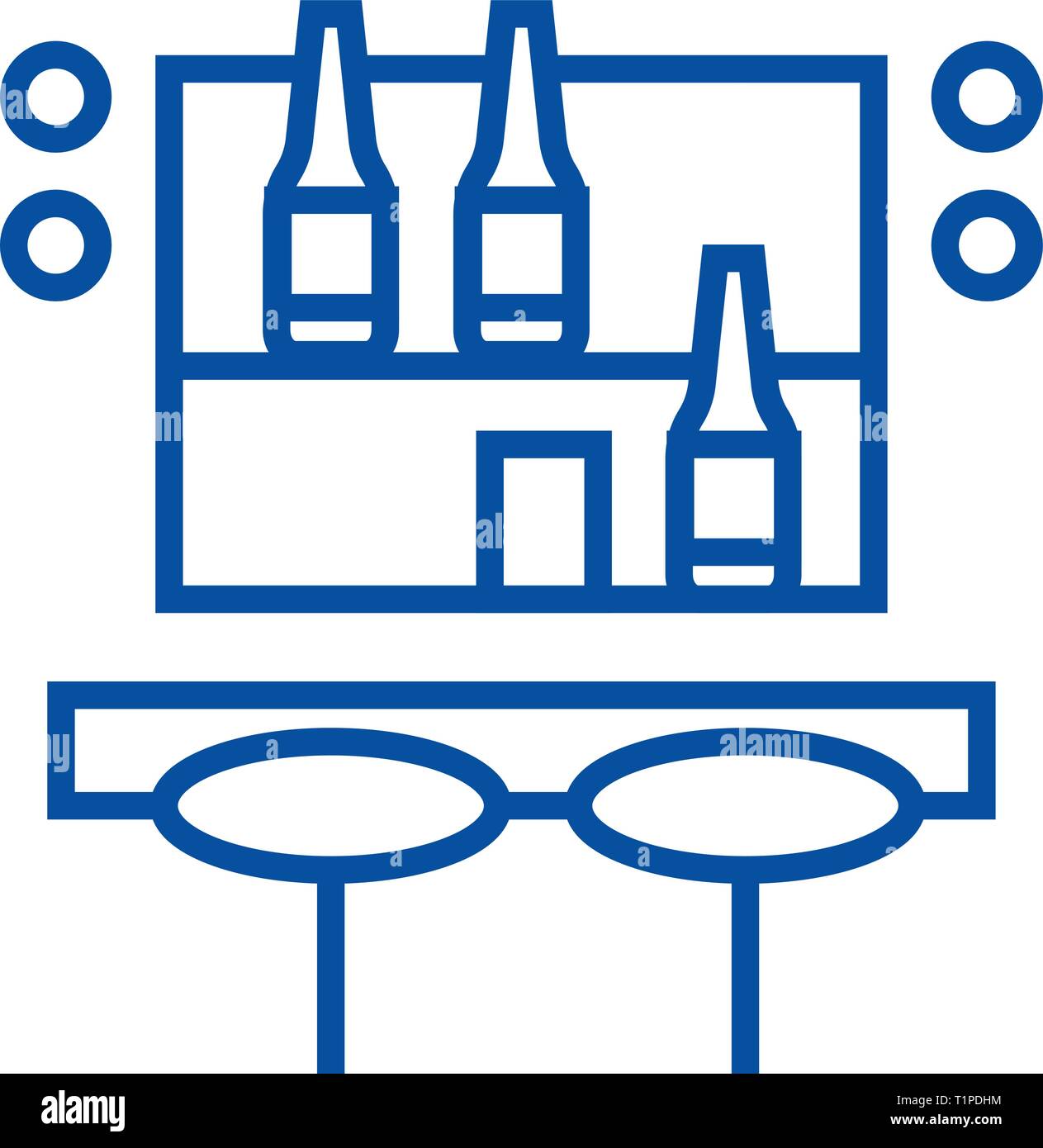 Cocktail bar line icon concept. Cocktail bar flat vector symbol, sign ...