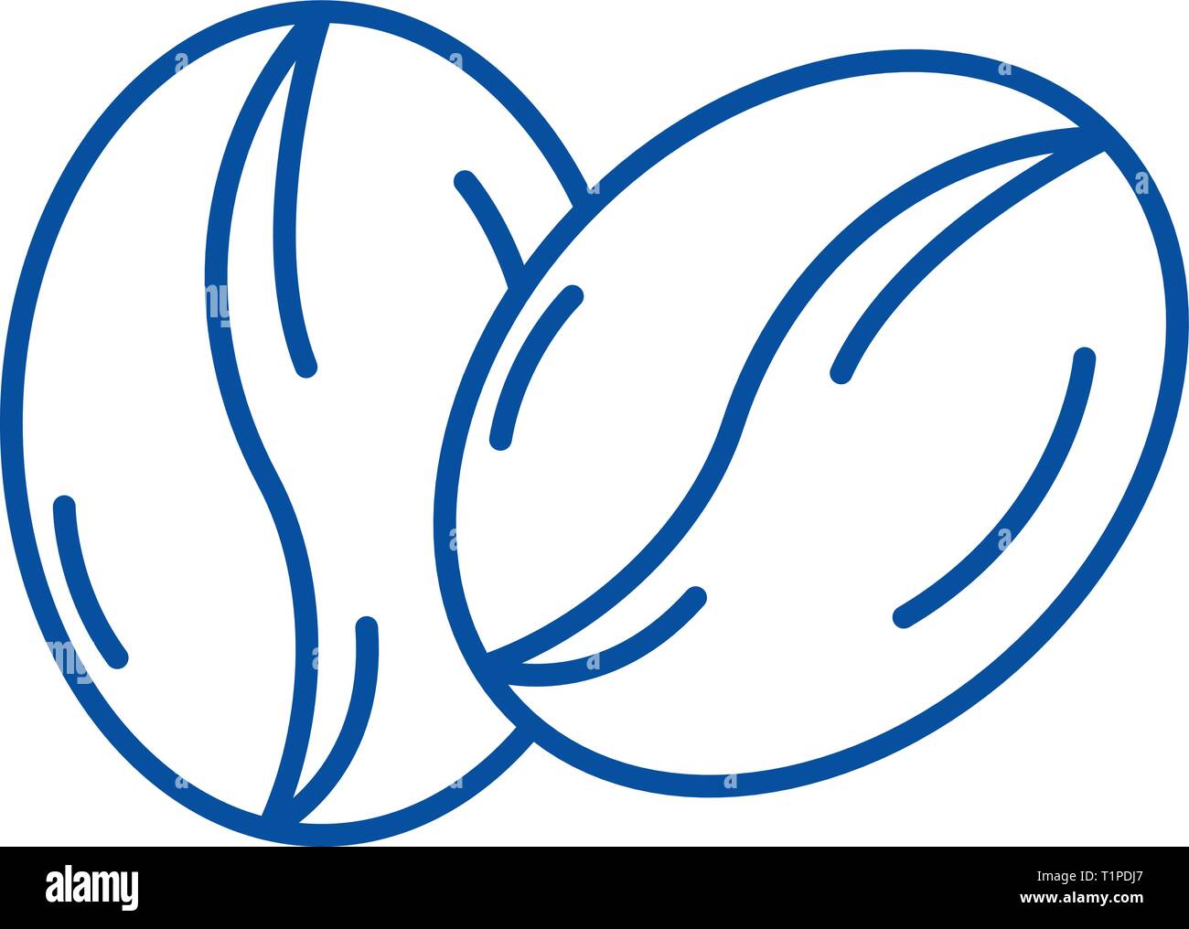 Coffee beans line icon concept. Coffee beans flat vector symbol, sign ...