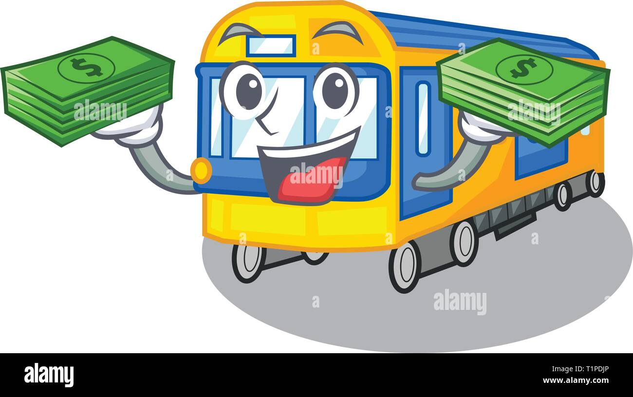 With money bag subway train isolated in the cartoon vector illustration ...