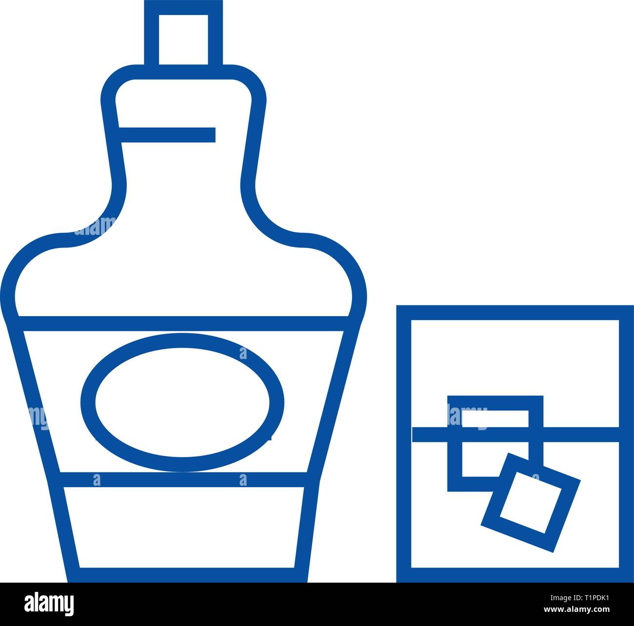 Cognac, brandy line icon concept. Cognac, brandy flat vector symbol ...
