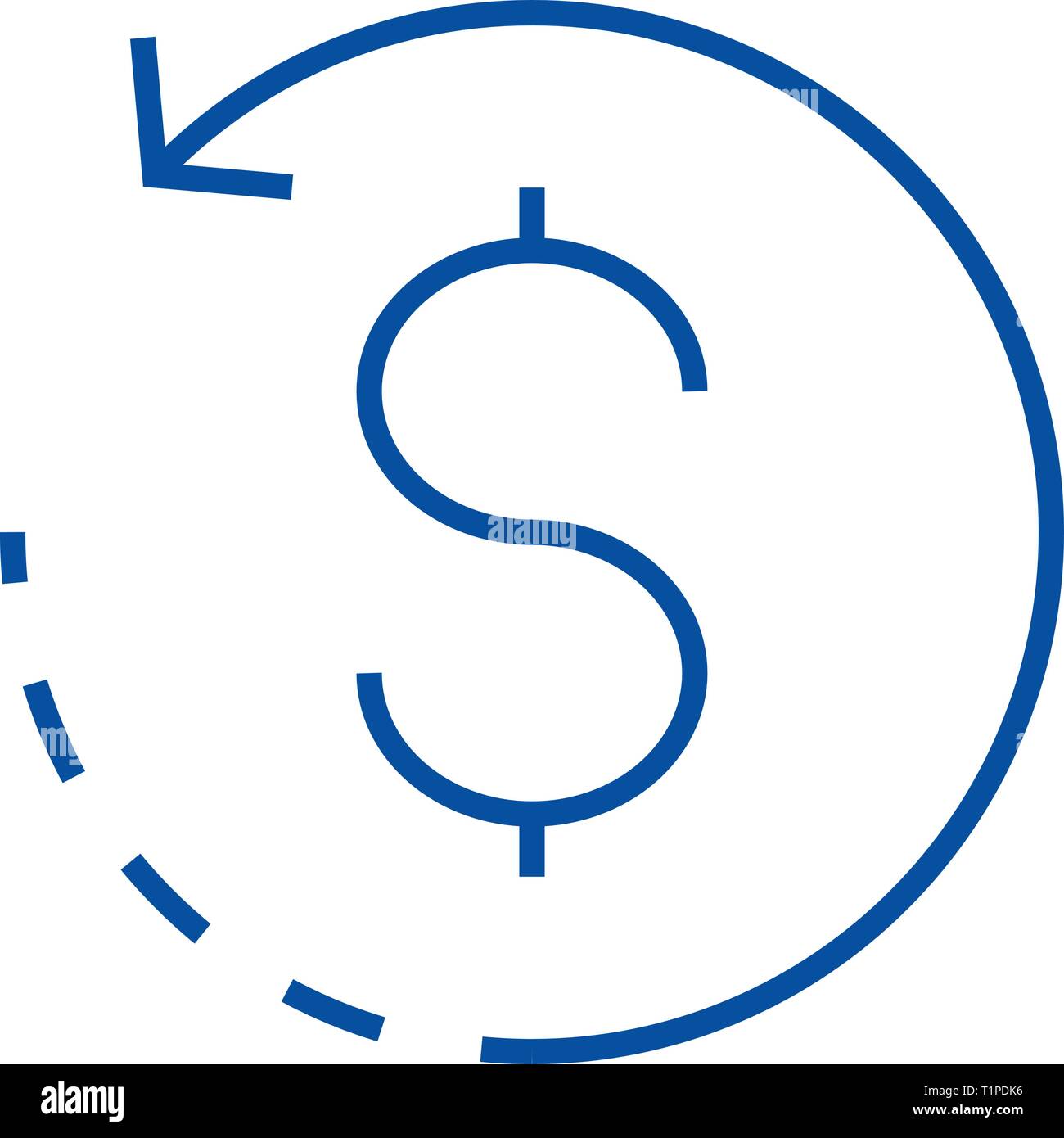 Coin with round arrow line icon concept. Coin with round arrow flat ...