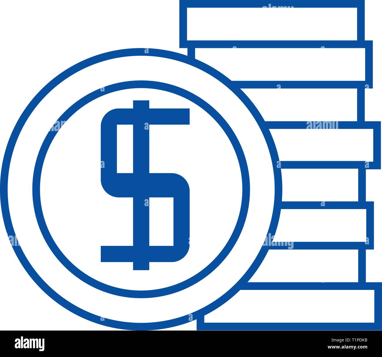 Coins sign line icon concept. Coins sign flat vector symbol, sign ...