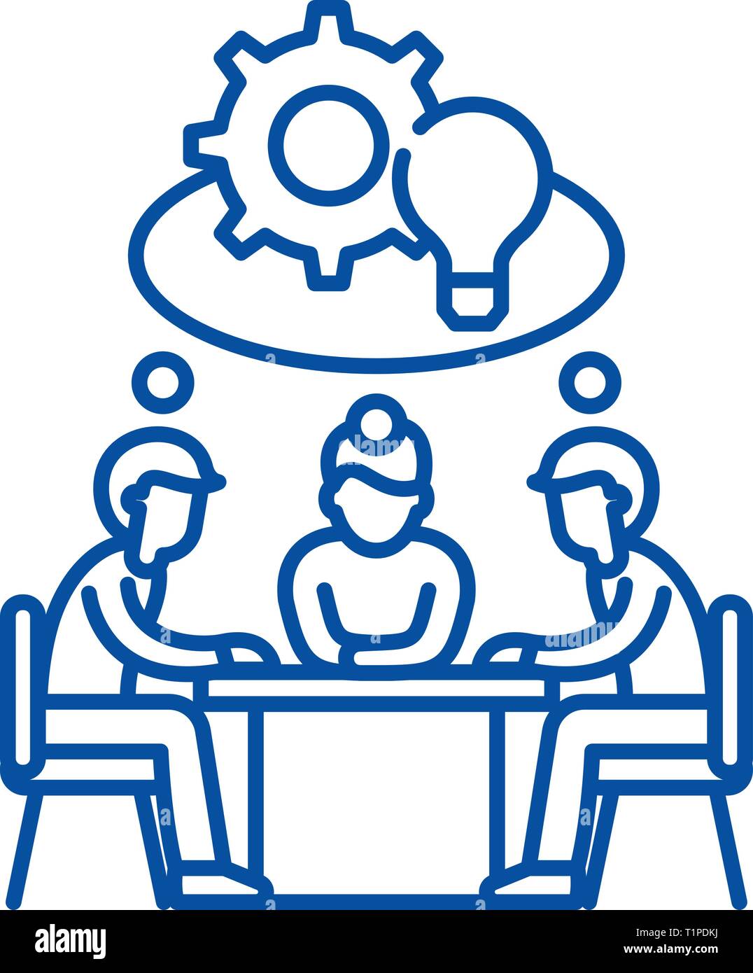 Collective creativity line icon concept. Collective creativity flat ...