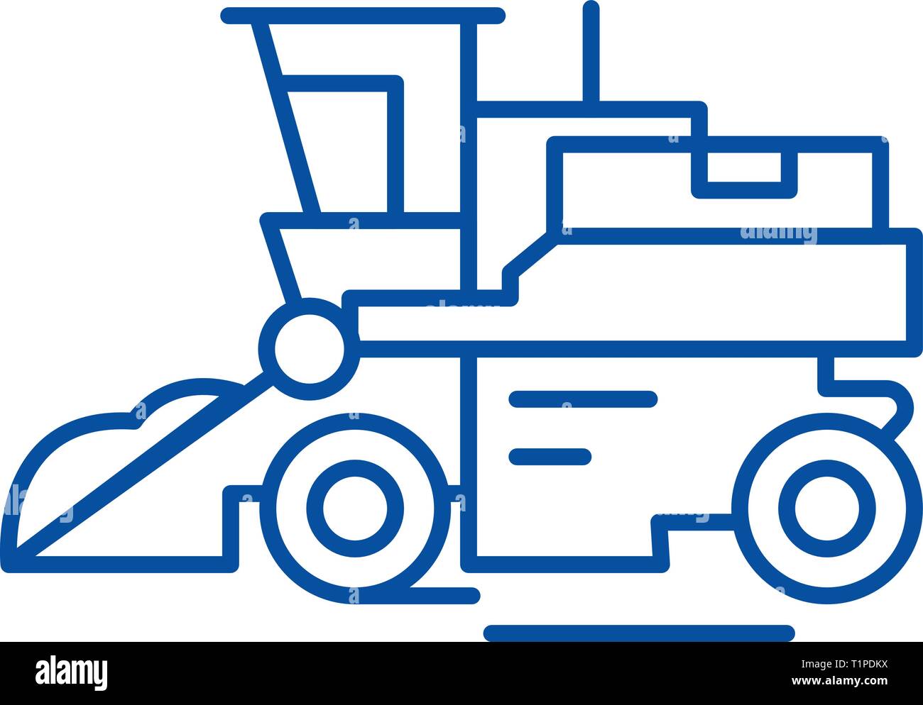 Combine harvester line icon concept. Combine harvester flat vector ...