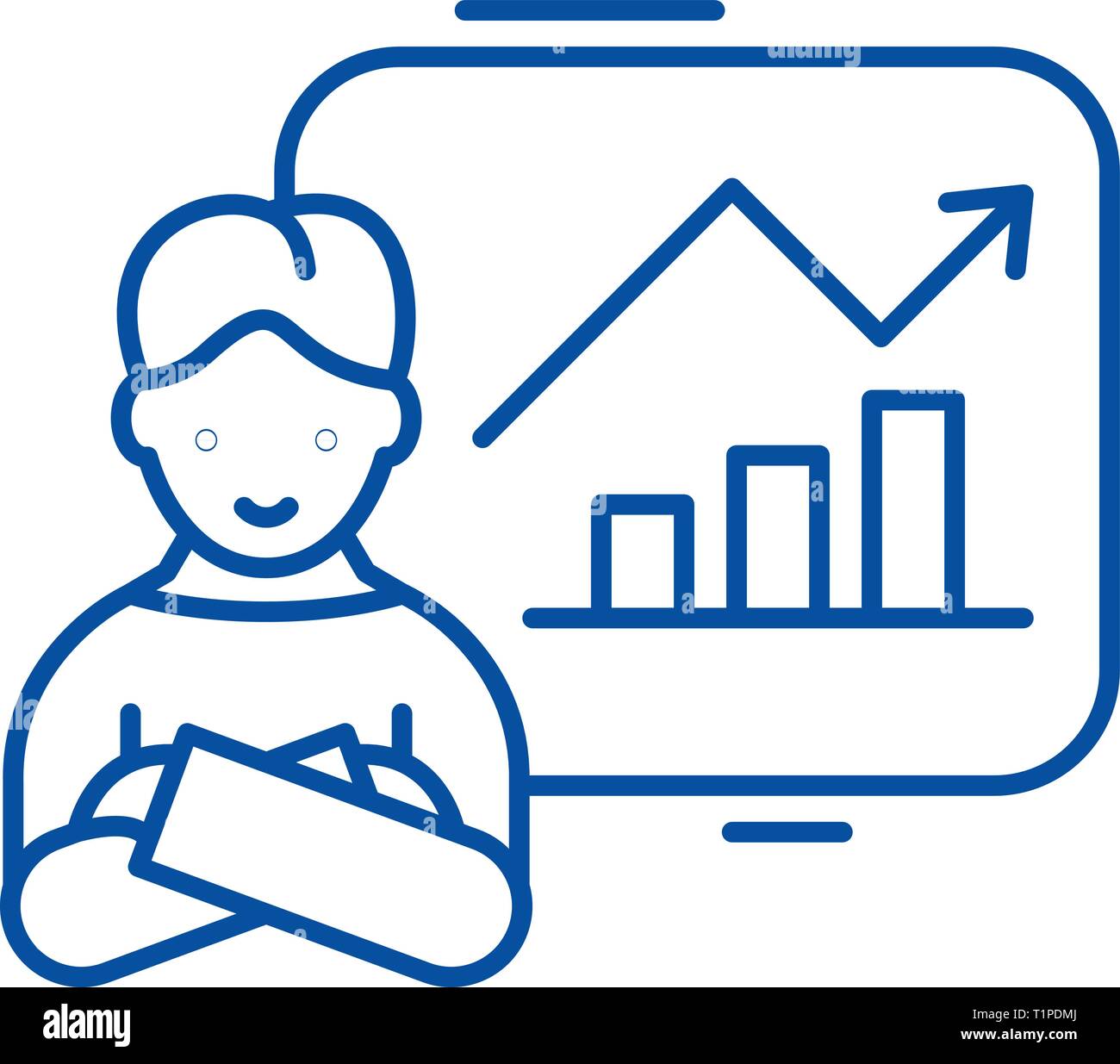 Company progress line icon concept. Company progress flat vector symbol ...
