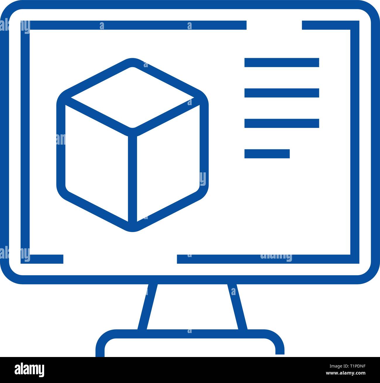 Computer design line icon concept. Computer design flat vector symbol ...