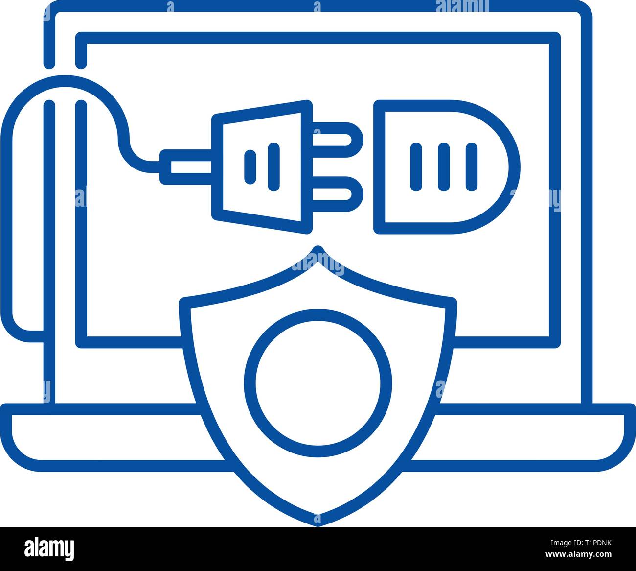 Computer energy protection line icon concept. Computer energy ...