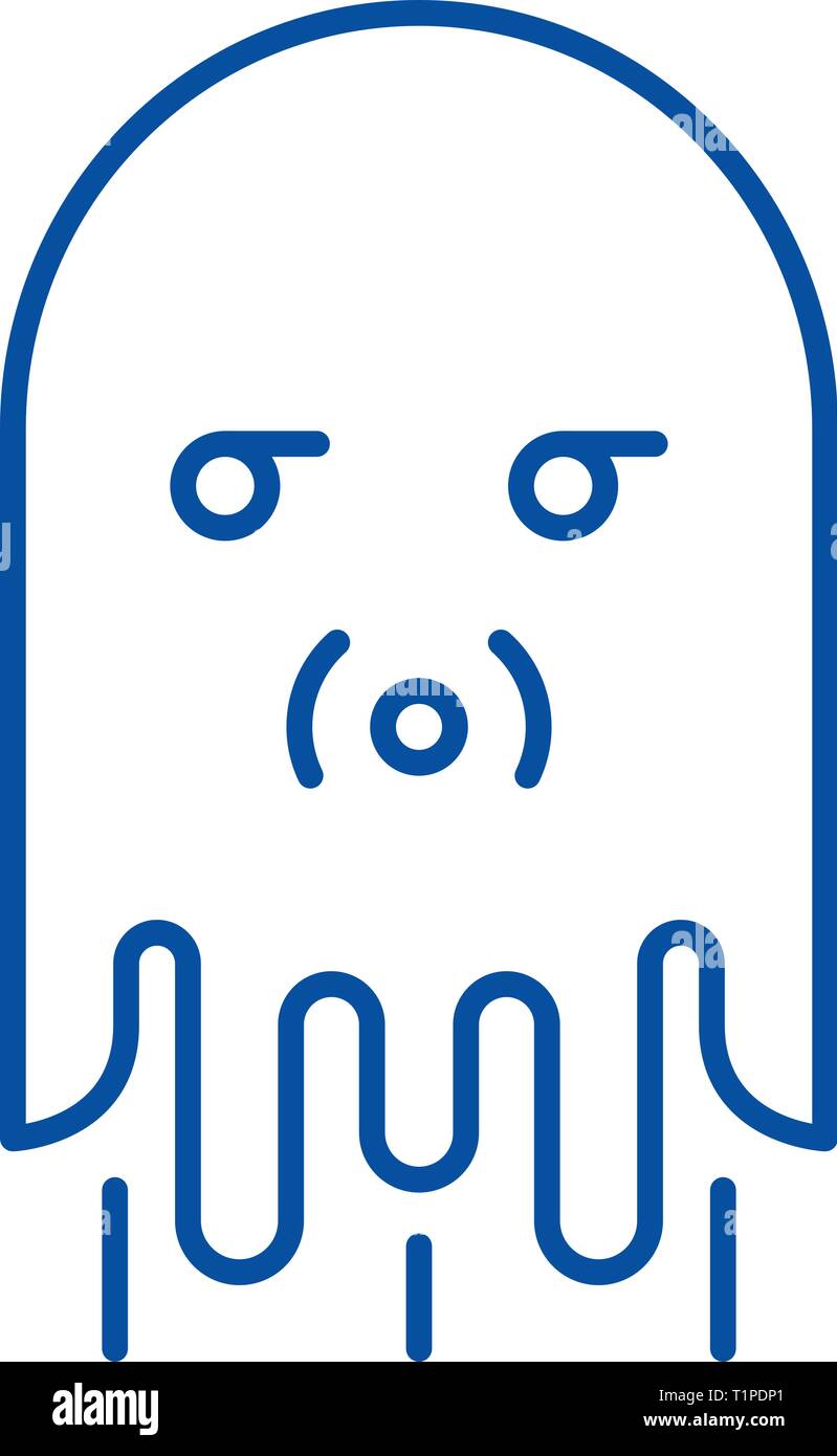 Computer monster line icon concept. Computer monster flat vector symbol ...