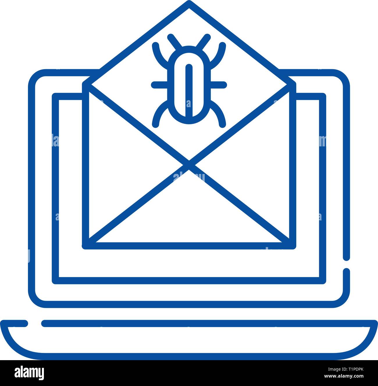 Computer virus line icon concept. Computer virus flat vector symbol ...