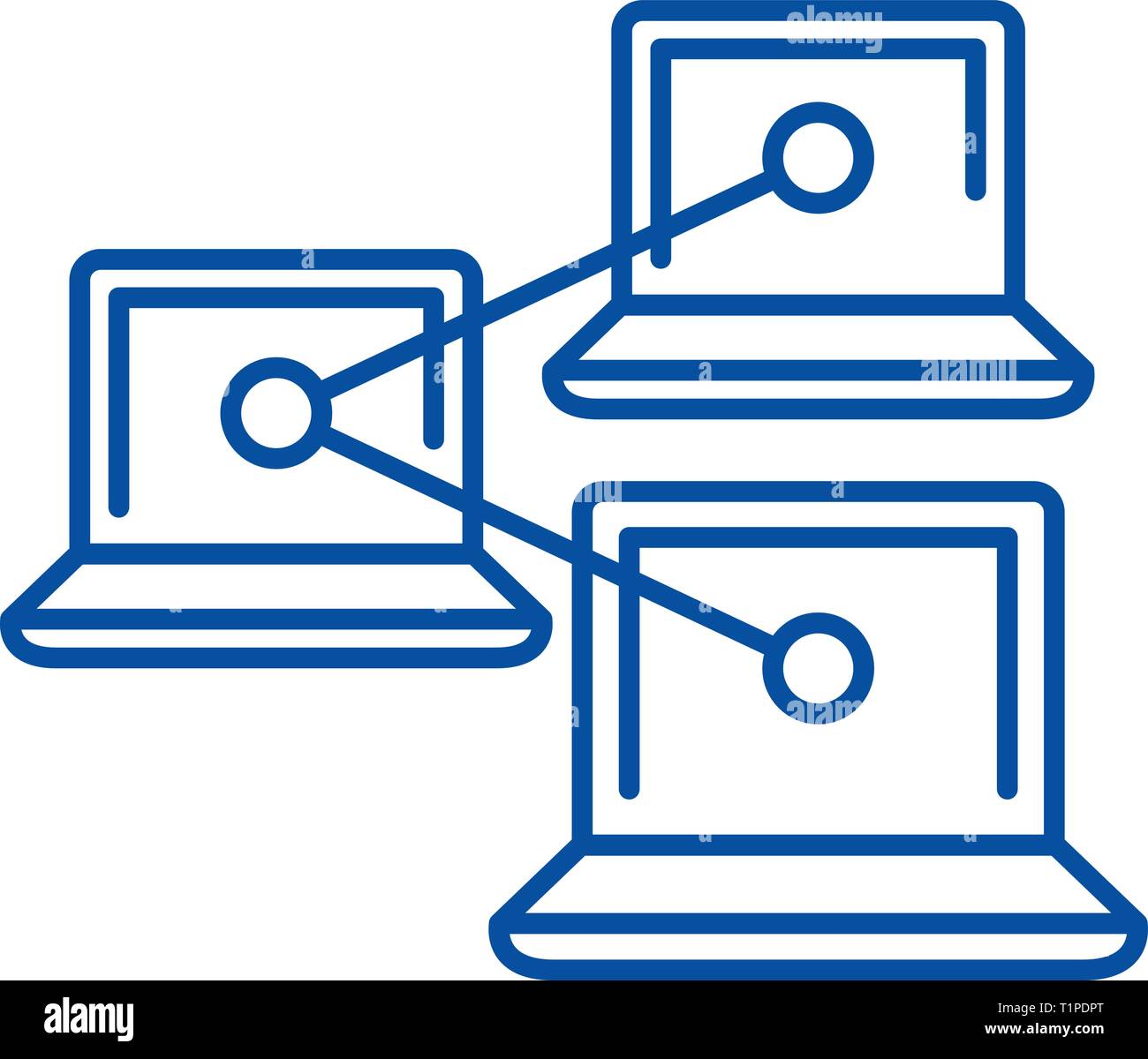 Computer Work Network Line Icon Concept Computer Work Network Flat