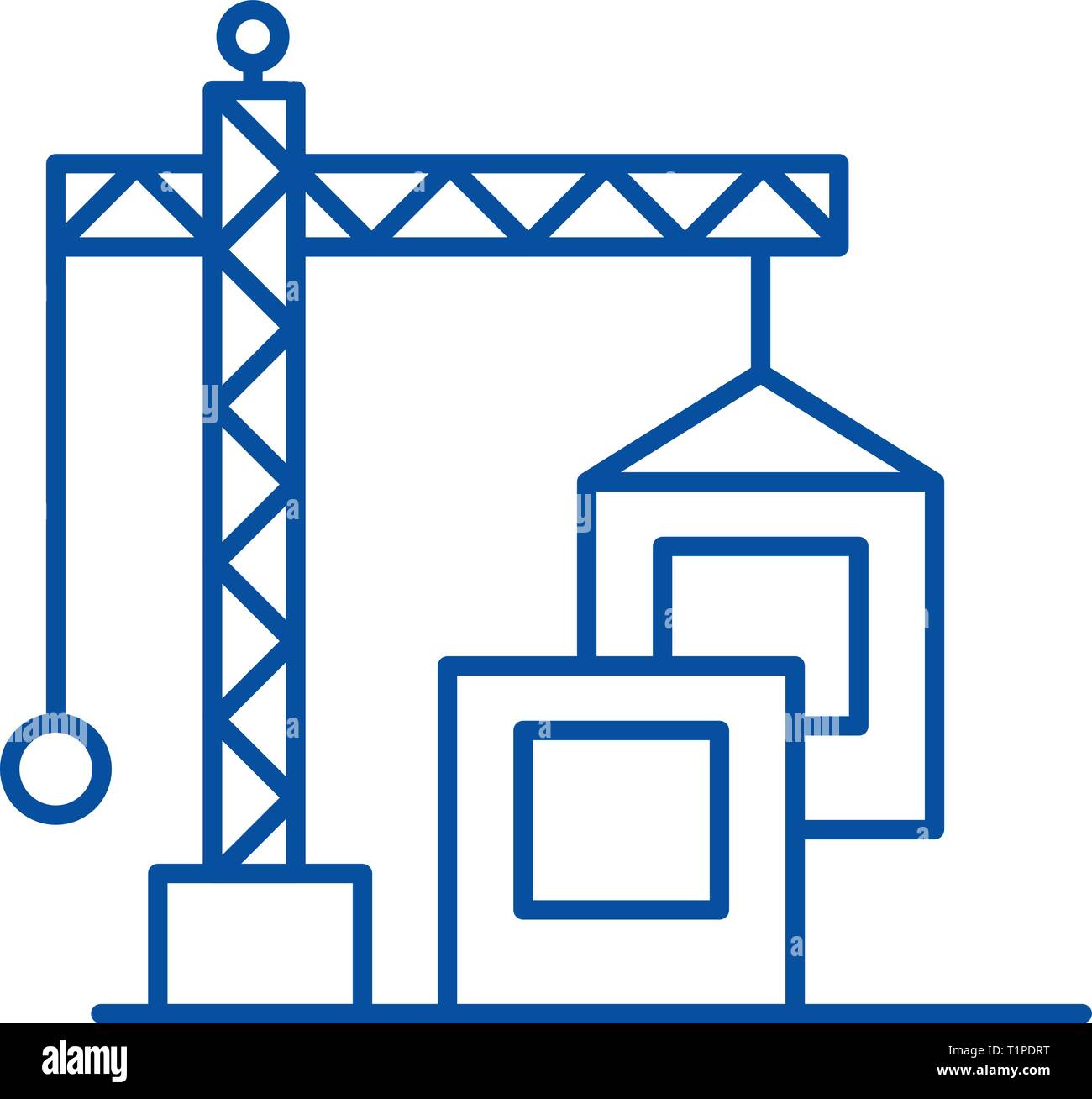 Construction crane line icon concept. Construction crane flat vector ...