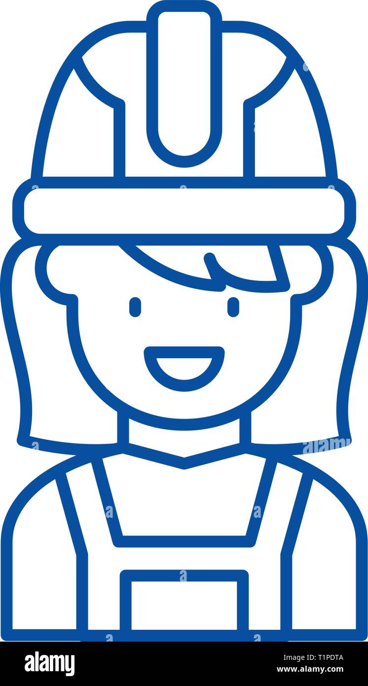 Construction master line icon concept. Construction master flat vector ...