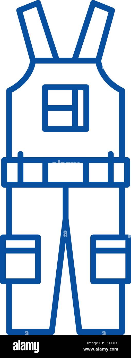 Construction overalls line icon concept. Construction overalls flat ...