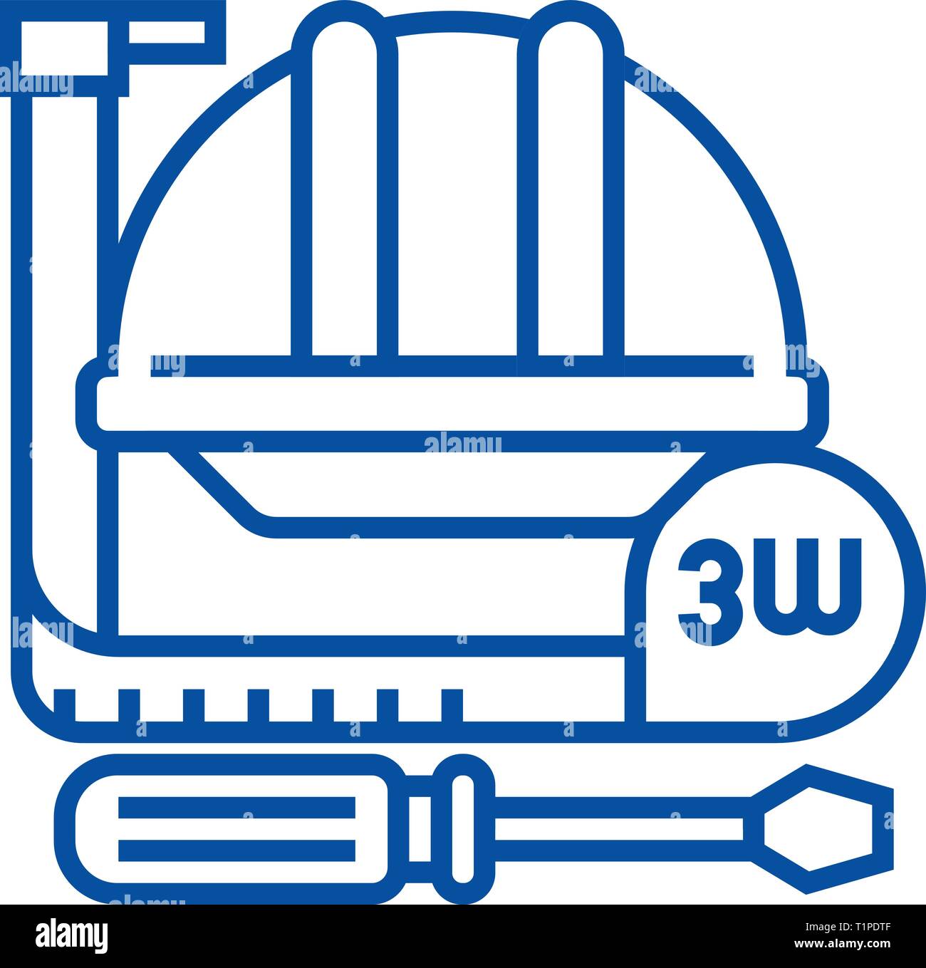 Construction tools,meter, hard line icon concept. Construction tools ...