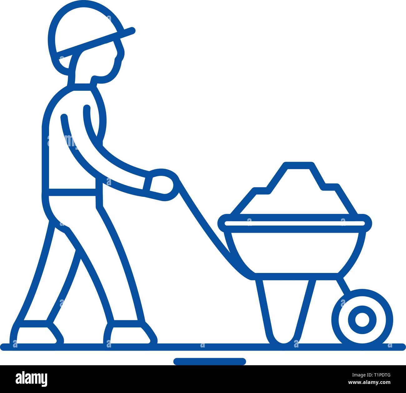 Construction works line icon concept. Construction works flat vector ...