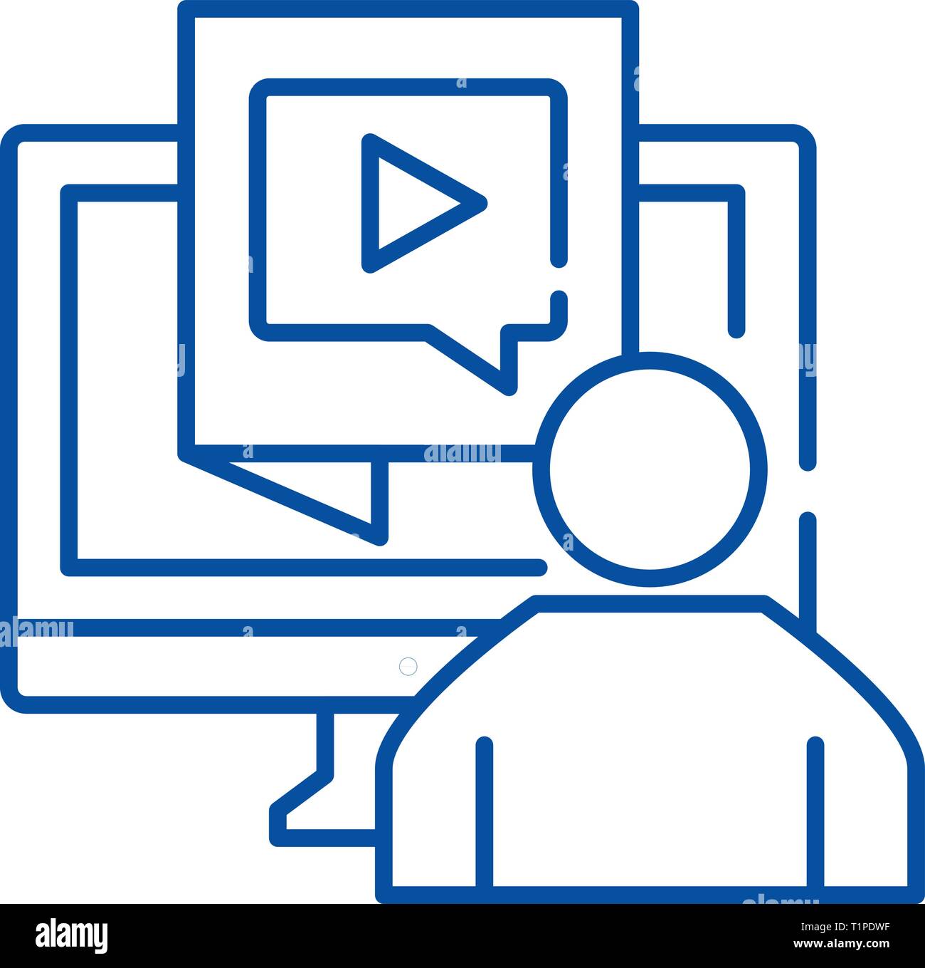Content production line icon concept. Content production flat vector ...