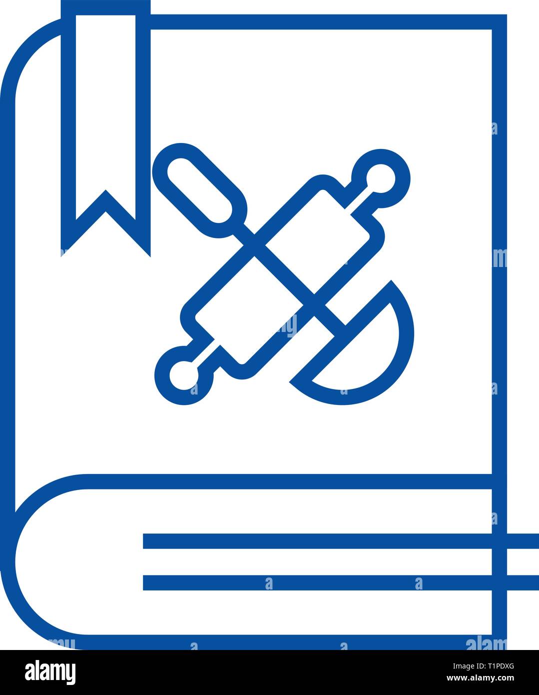 Cookbook, recipe book line icon concept. Cookbook, recipe book flat ...