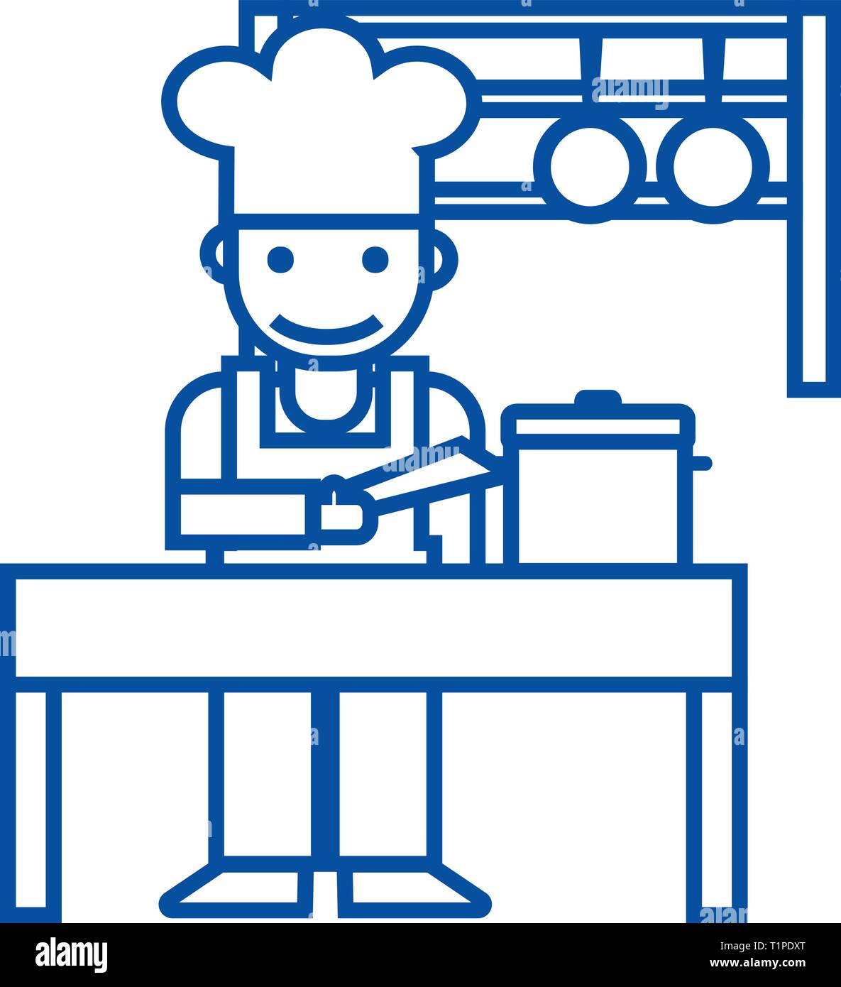 Cooker,shef,kitchen, restaurant line icon concept. Cooker,shef,kitchen ...