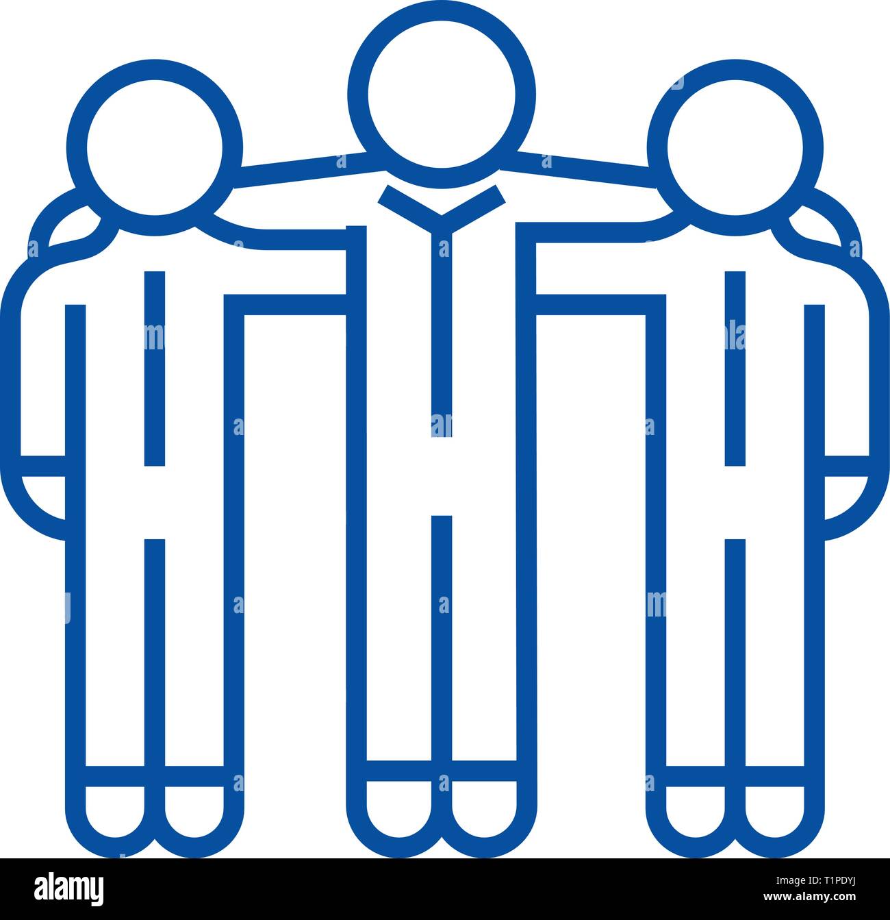 Cooperation,teamwork line icon concept. Cooperation,teamwork flat ...