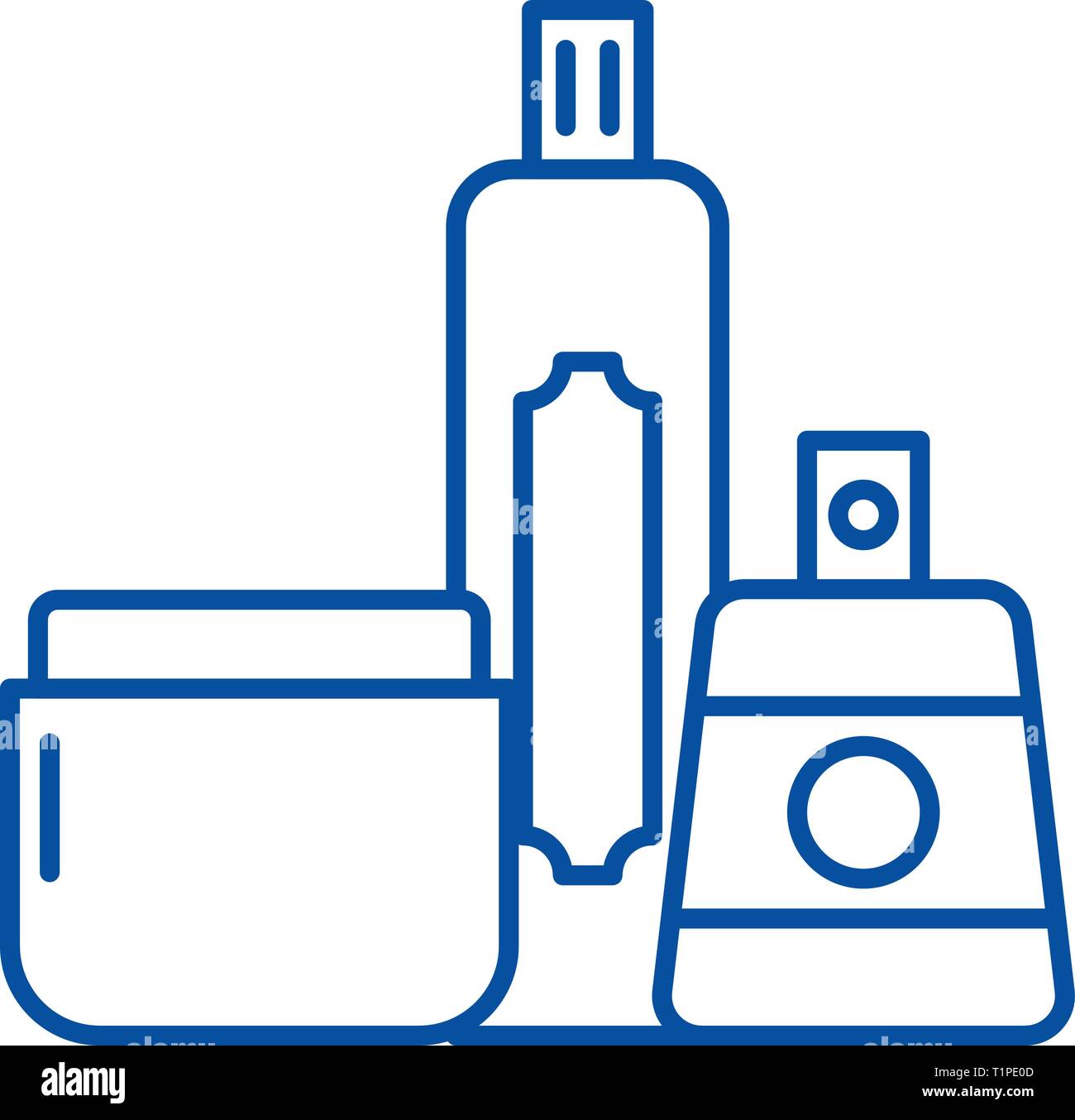 Cosmetics shop line icon concept. Cosmetics shop flat vector symbol ...