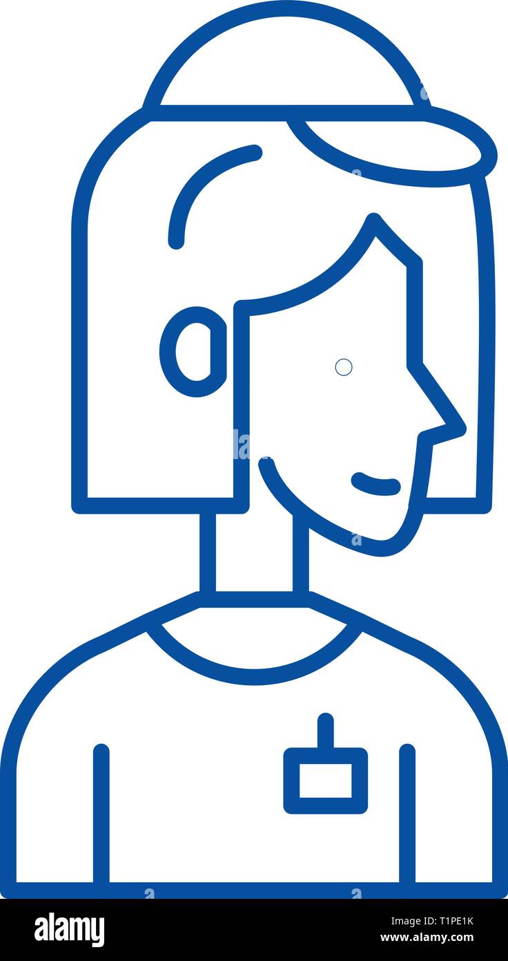 Courier line icon concept. Courier flat vector symbol, sign, outline ...