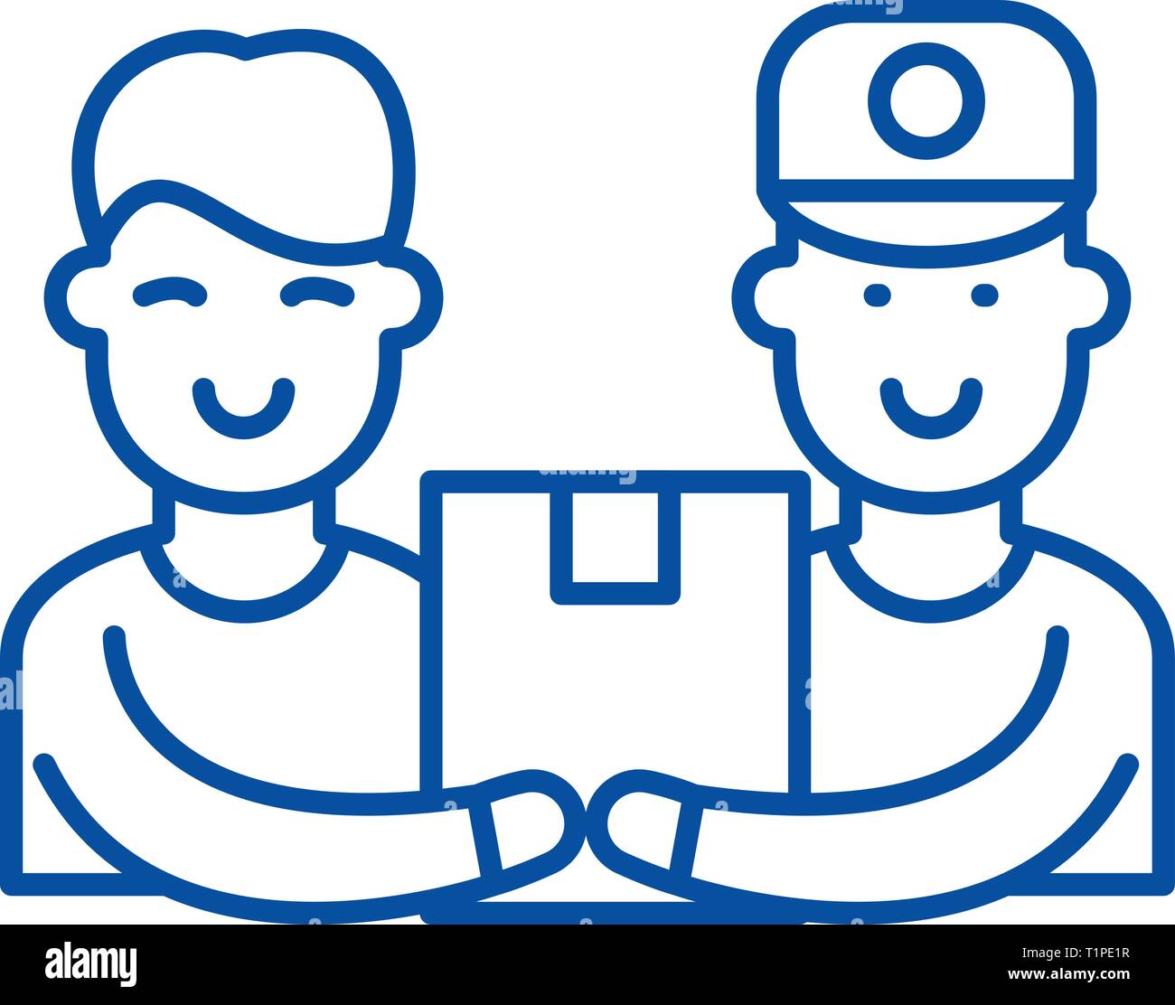 Courier service line icon concept. Courier service flat vector symbol ...