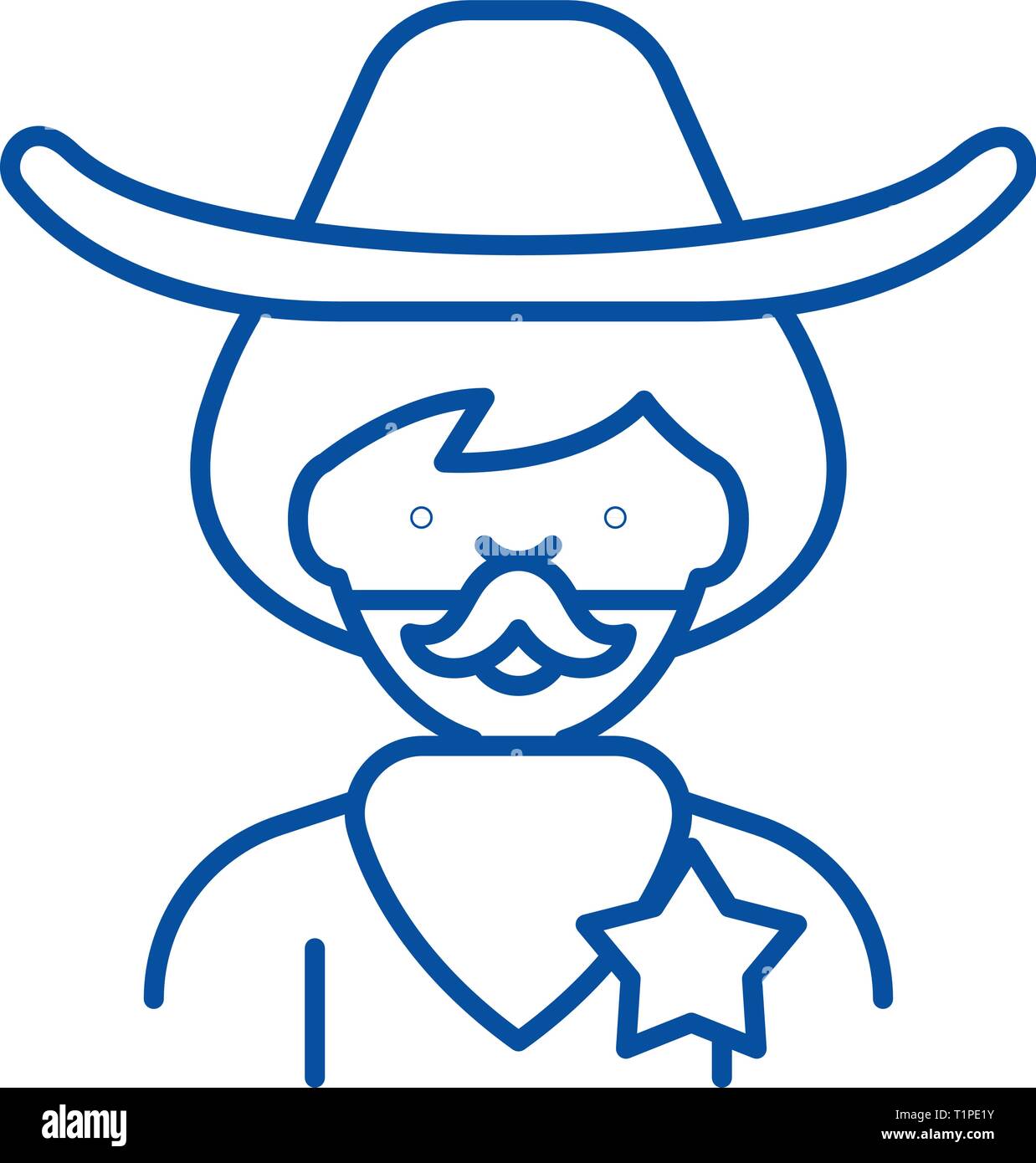 Cowboy line icon concept. Cowboy flat vector symbol, sign, outline ...