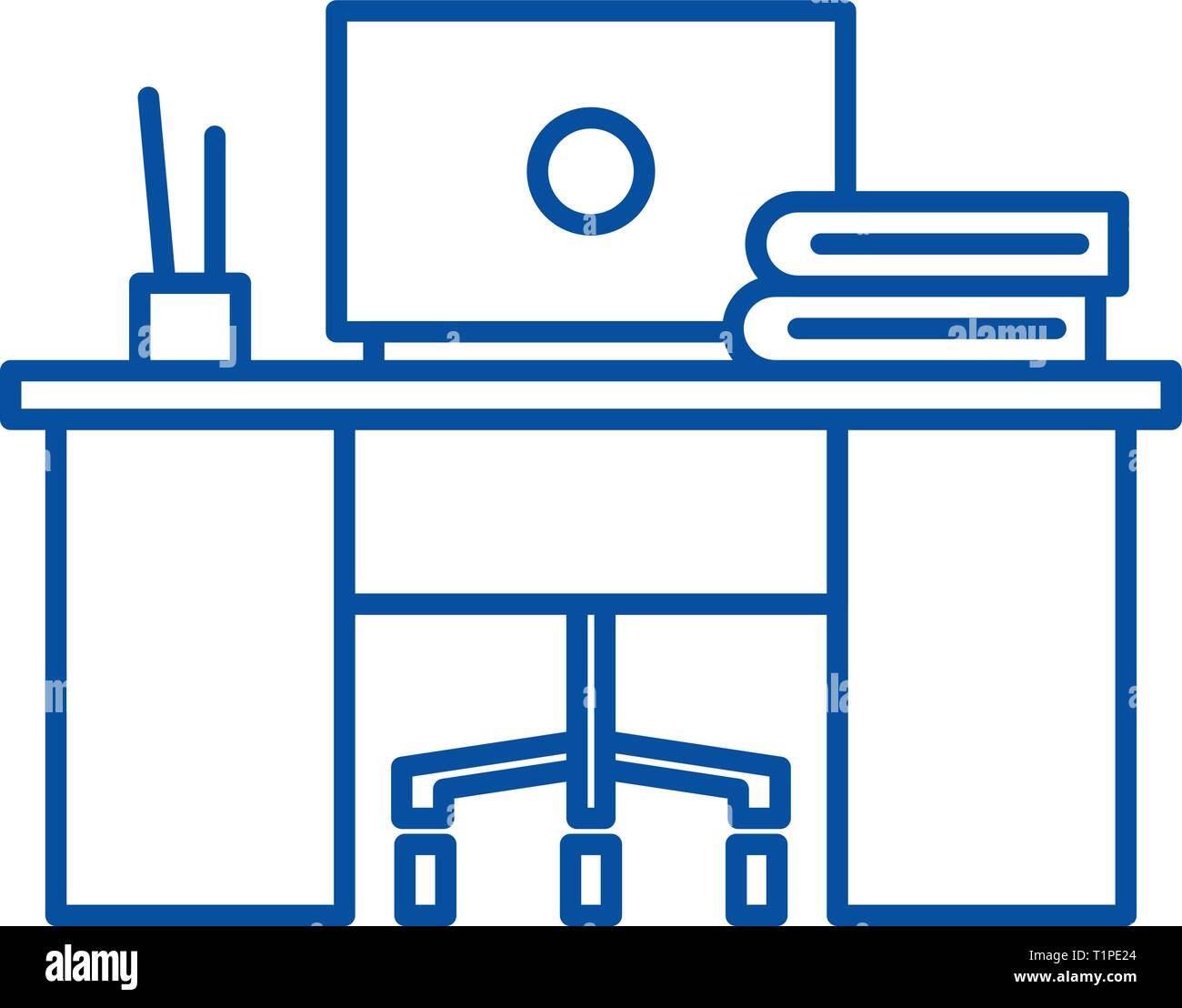 Coworking line icon concept. Coworking flat vector symbol, sign ...