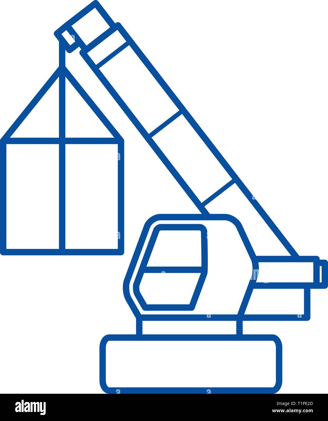 Crane, cargo logistics, wrecker line icon concept. Crane, cargo ...