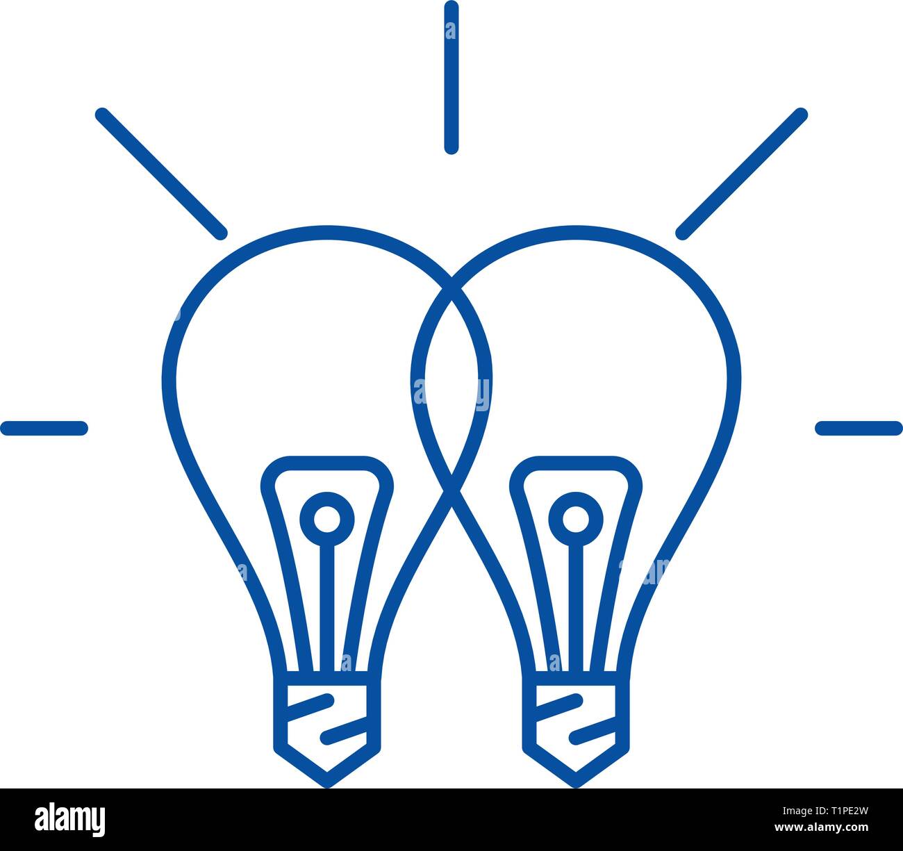 Creative synergy line icon concept. Creative synergy flat vector symbol ...