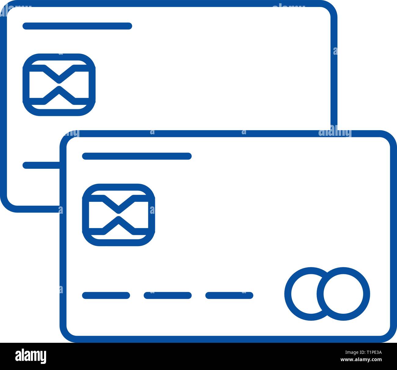 Credit cards line icon concept. Credit cards flat vector symbol, sign ...