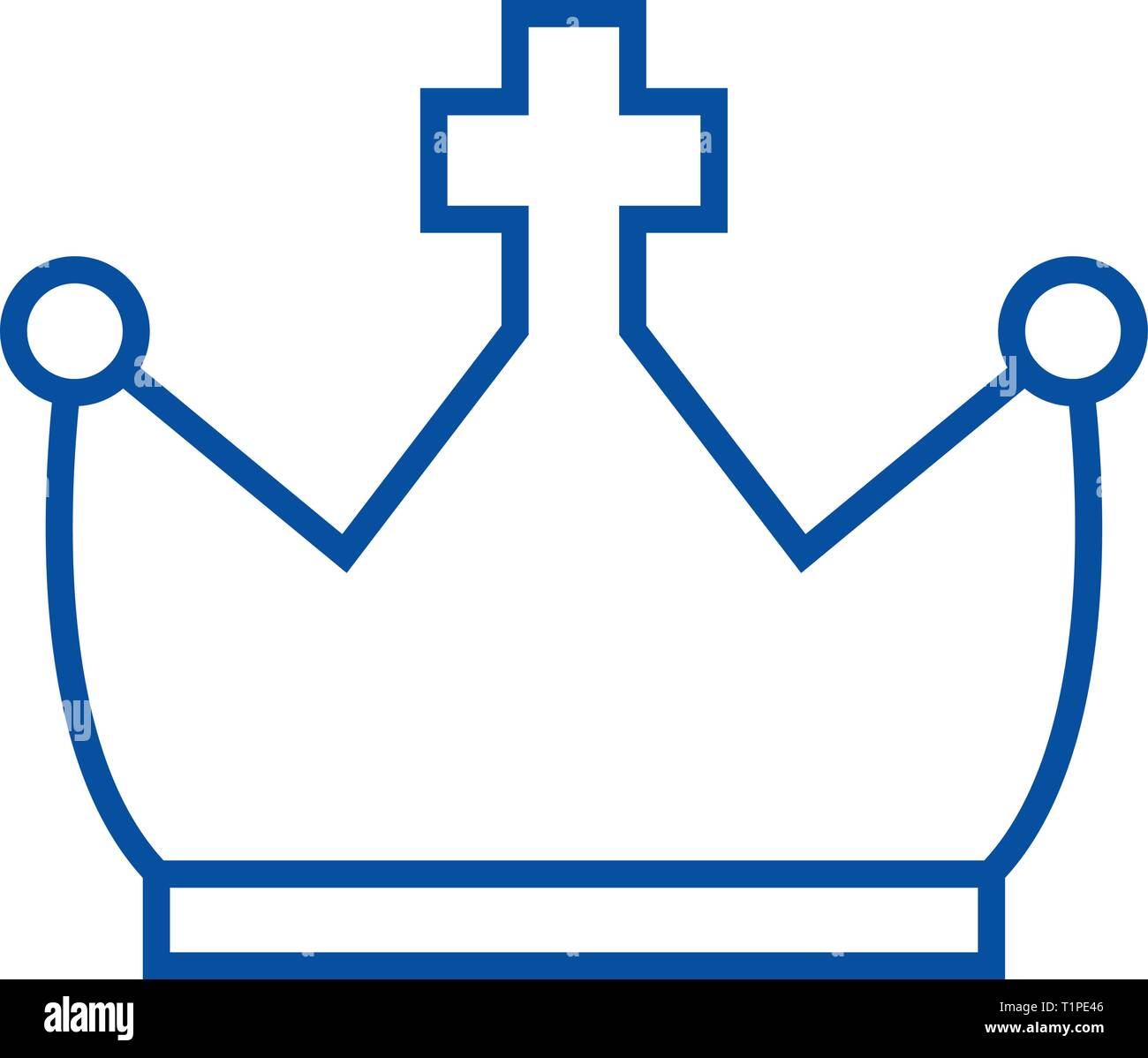 Crown with cross line icon concept. Crown with cross flat vector symbol ...
