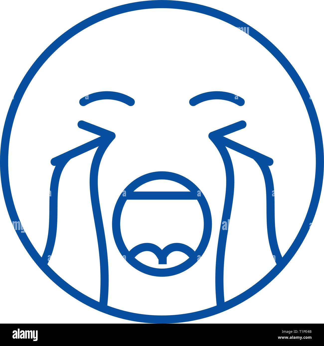 Crying emoji line icon concept. Crying emoji flat vector symbol, sign ...