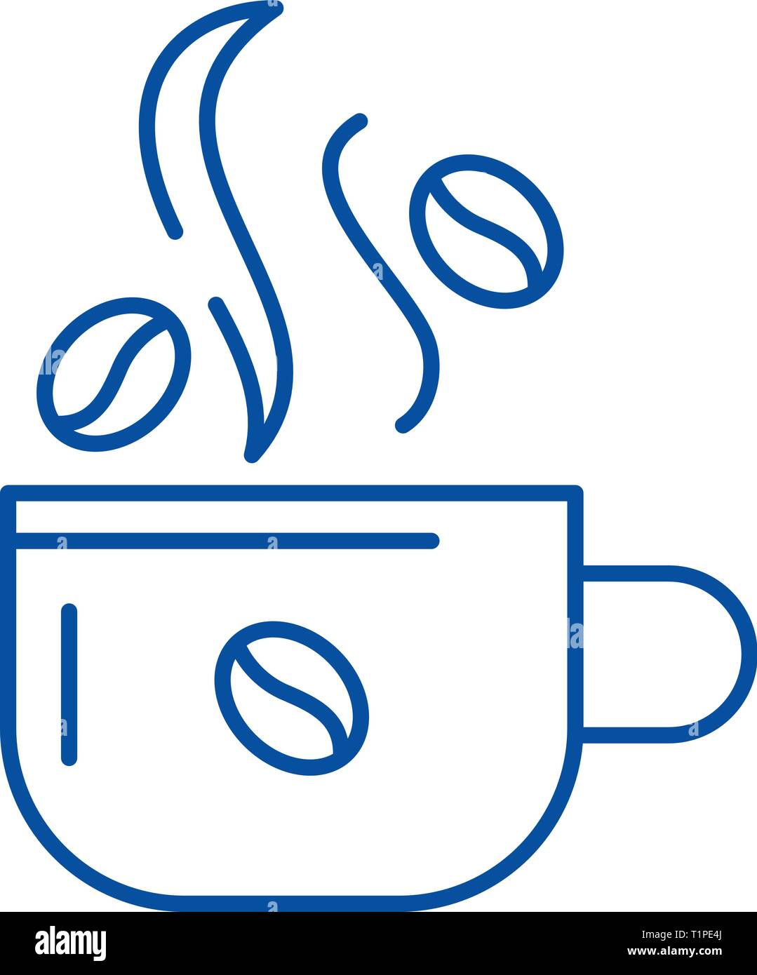Cup of coffee line icon concept. Cup of coffee flat vector symbol, sign ...