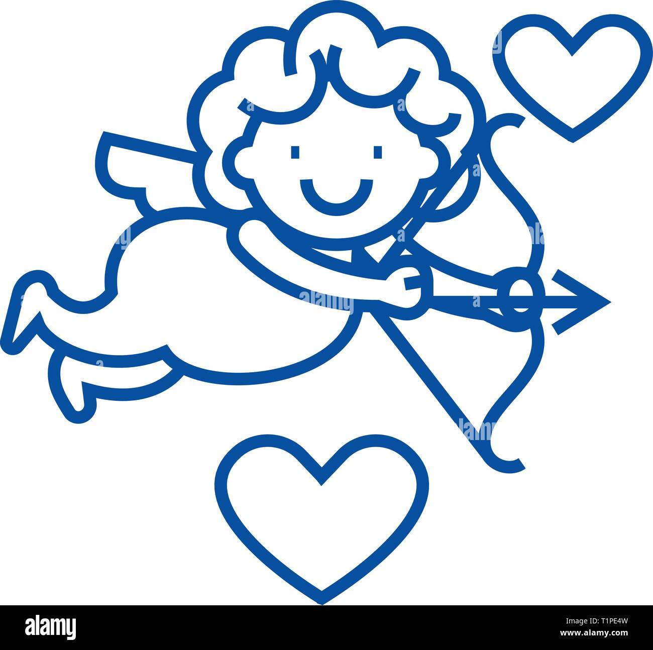 Cupid angel line icon concept. Cupid angel flat vector symbol, sign ...