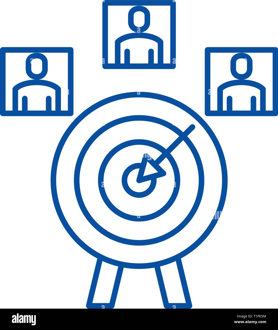 Customer targeting line icon concept. Customer targeting flat vector ...