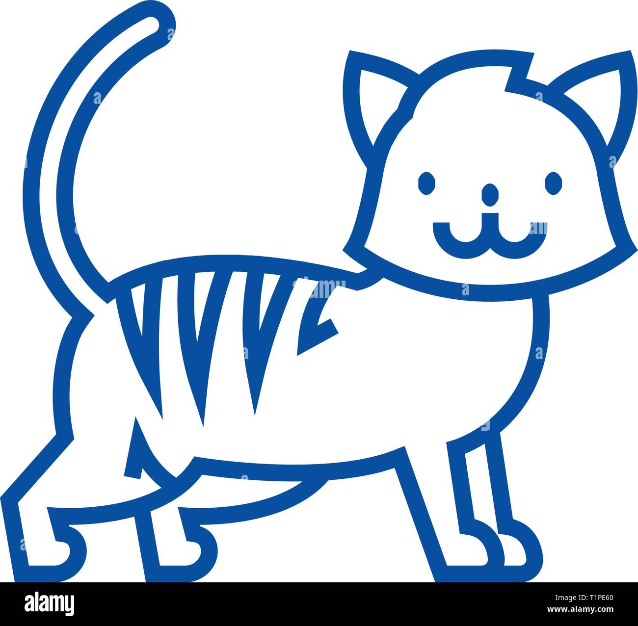 Cute cat line icon concept. Cute cat flat vector symbol, sign, outline ...