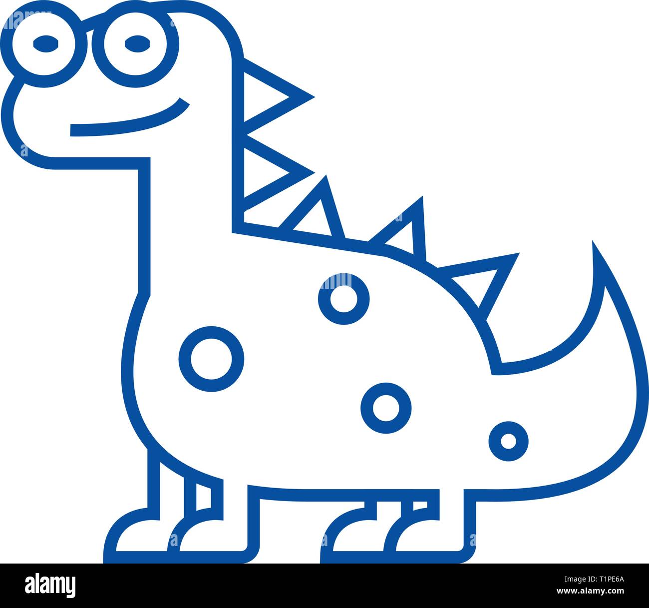 Cute dino,dinosaur line icon concept. Cute dino,dinosaur flat vector ...