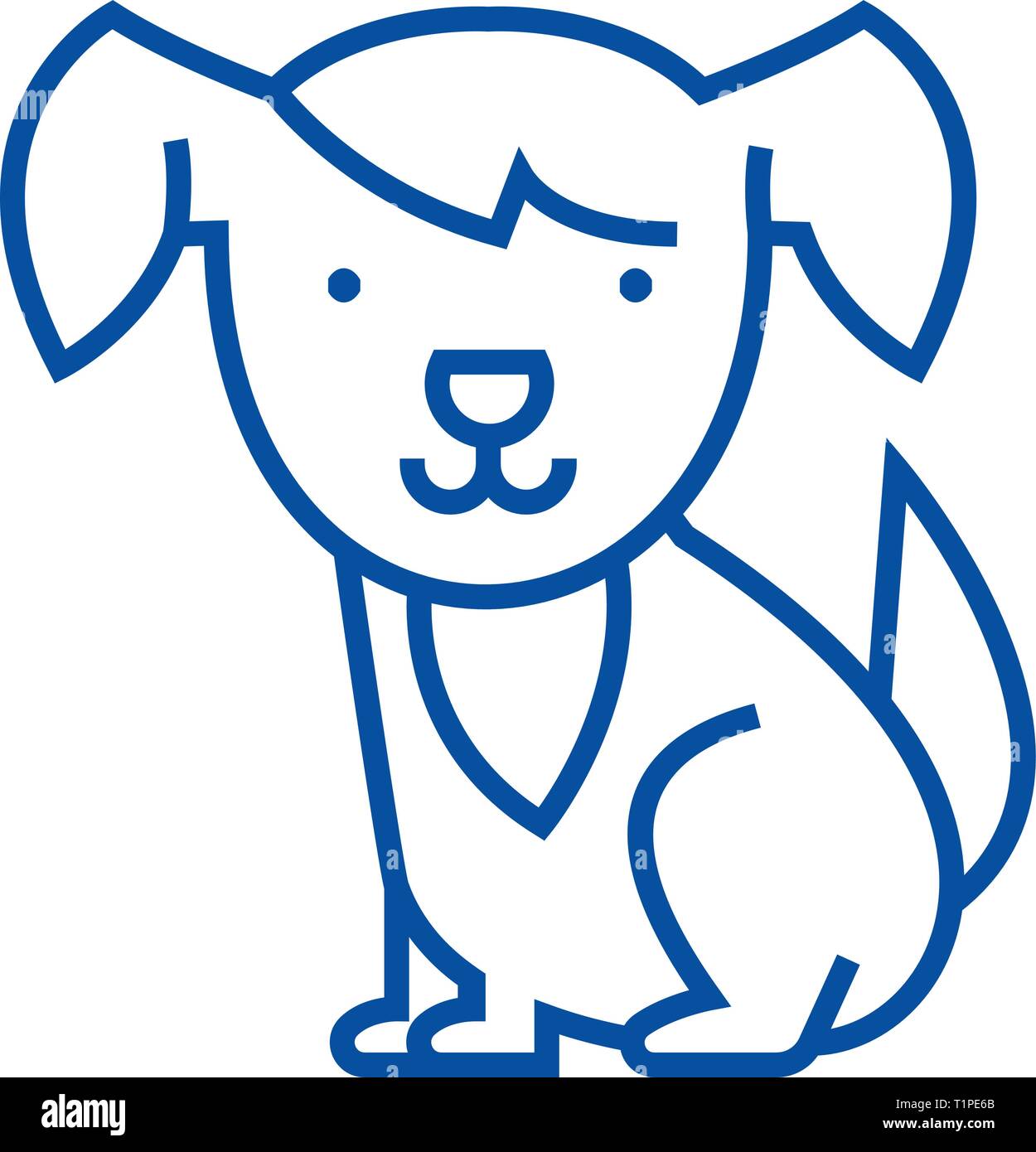 Cute dog line icon concept. Cute dog flat vector symbol, sign, outline ...