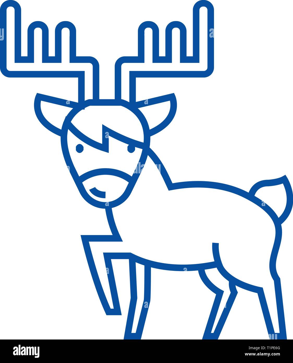 Cute elk line icon concept. Cute elk flat vector symbol, sign, outline ...