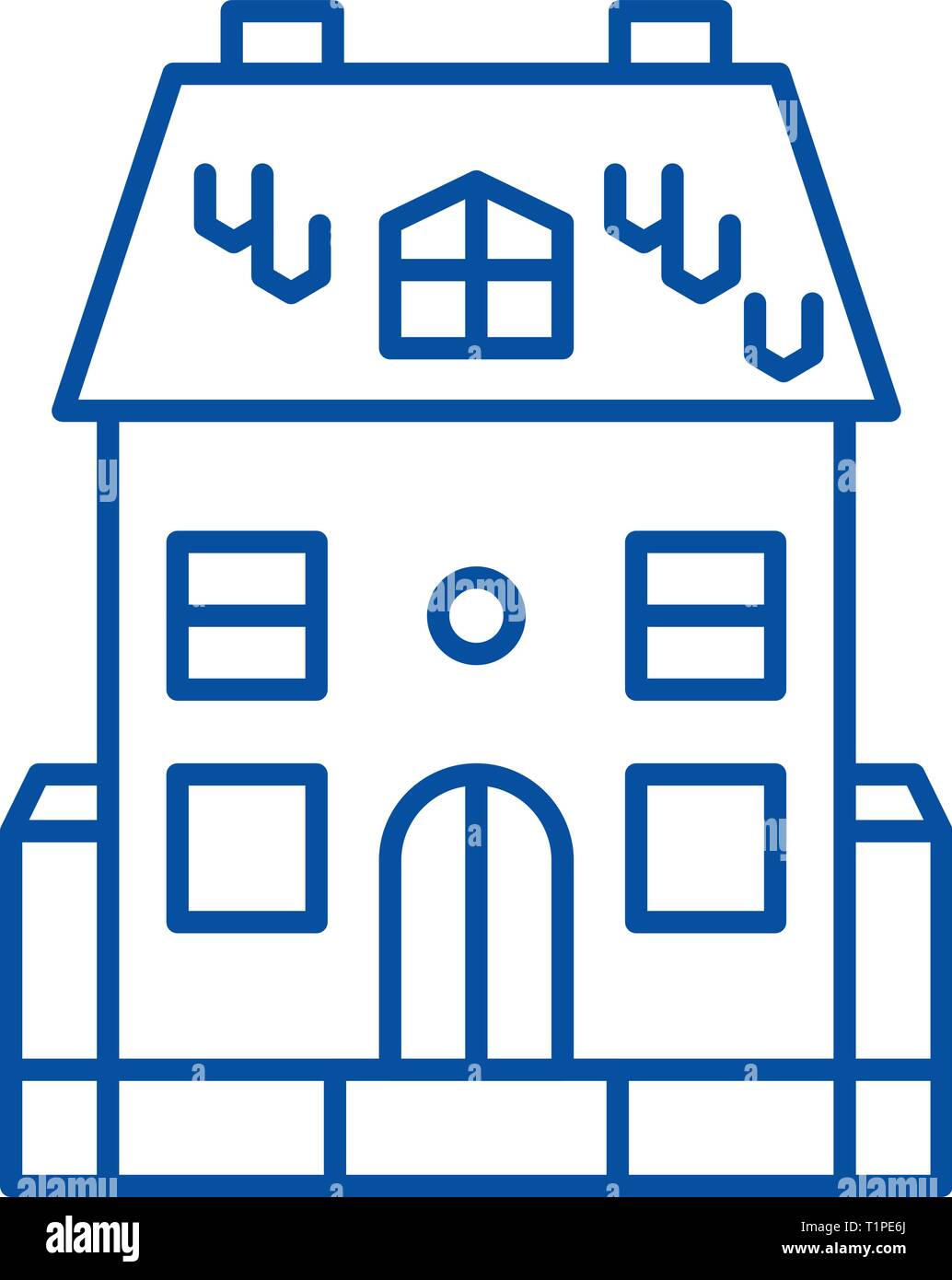 Cute family house line icon concept. Cute family house flat vector ...