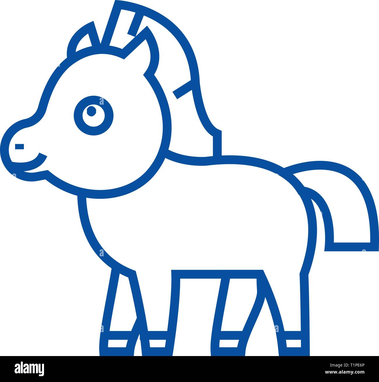 Cute foal horse line icon concept. Cute foal horse flat vector symbol ...