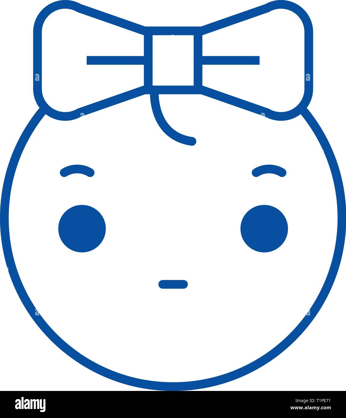 Cute girly emoji line icon concept. Cute girly emoji flat vector symbol ...