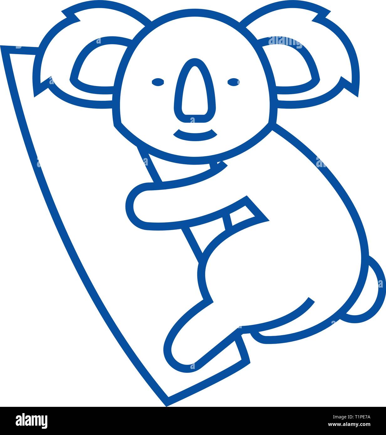 Cute koala line icon concept. Cute koala flat vector symbol, sign ...