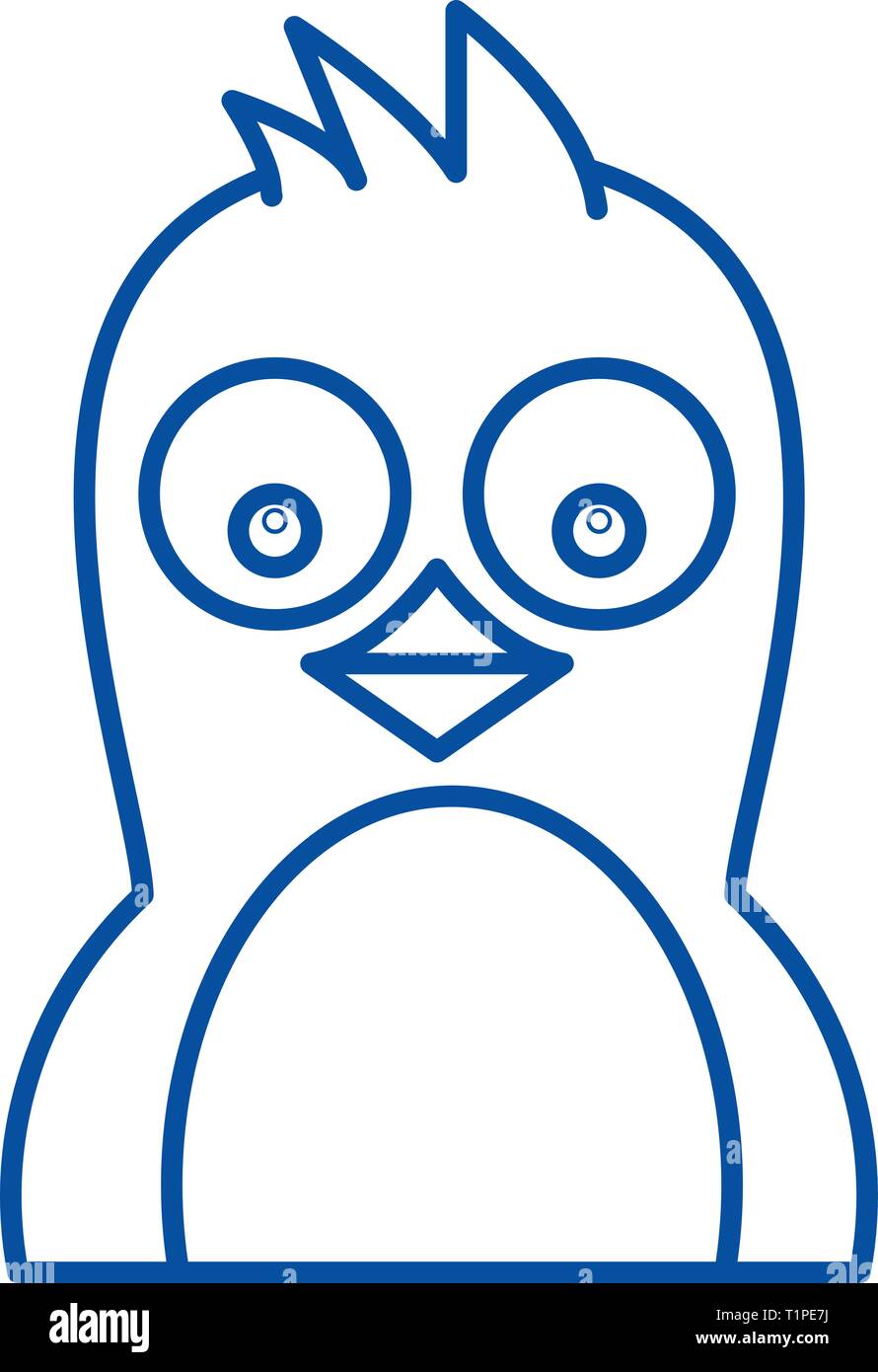 Cute penguin line icon concept. Cute penguin flat vector symbol, sign ...