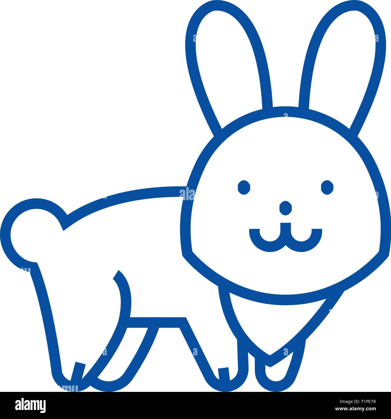 Cute rabbit line icon concept. Cute rabbit flat vector symbol, sign ...