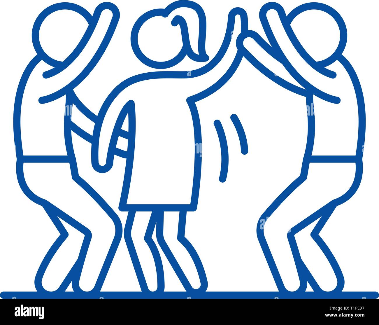 Dance party line icon concept. Dance party flat vector symbol, sign ...