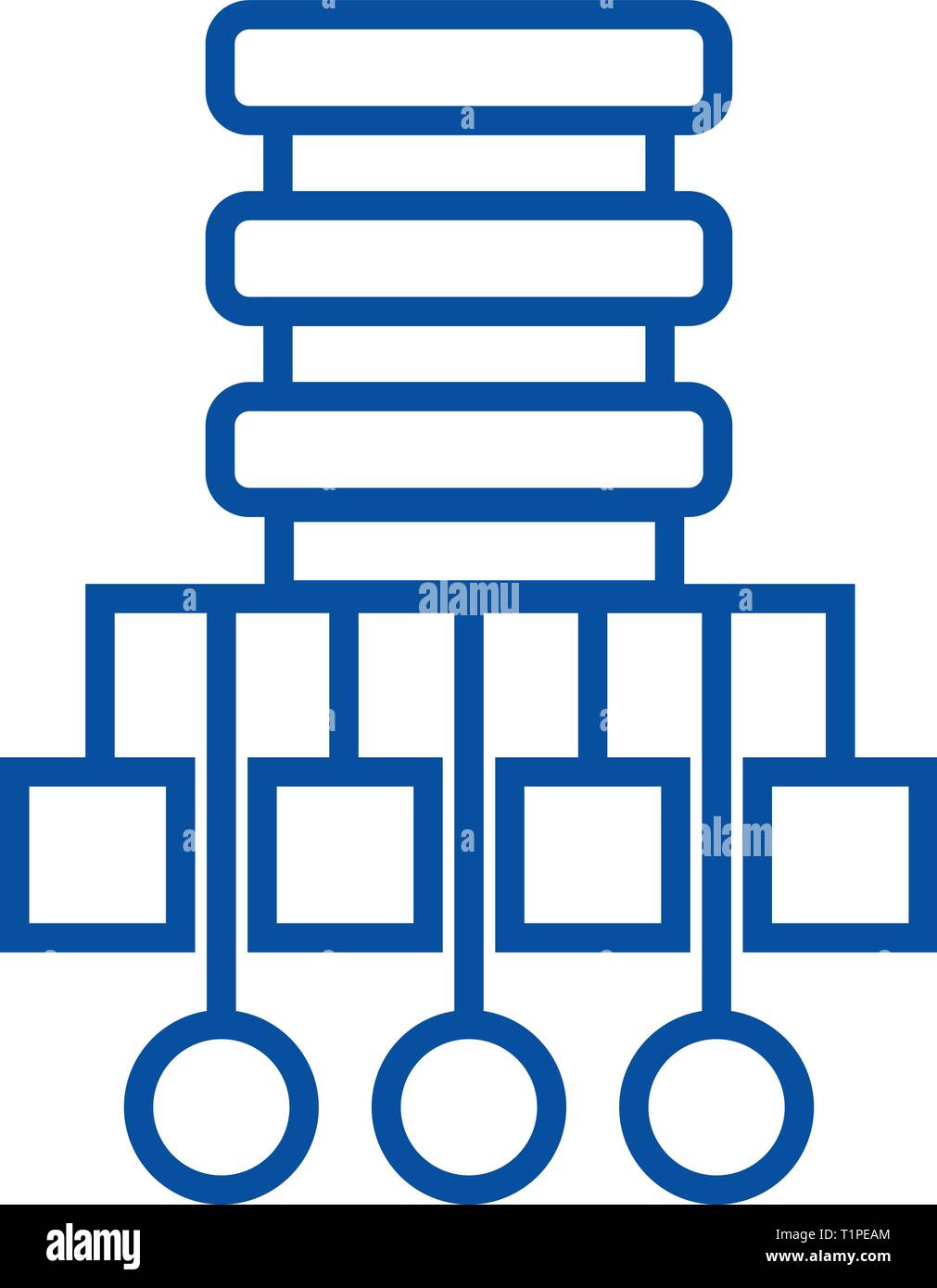 Database network illustration line icon concept. Database network illustration flat vector ...