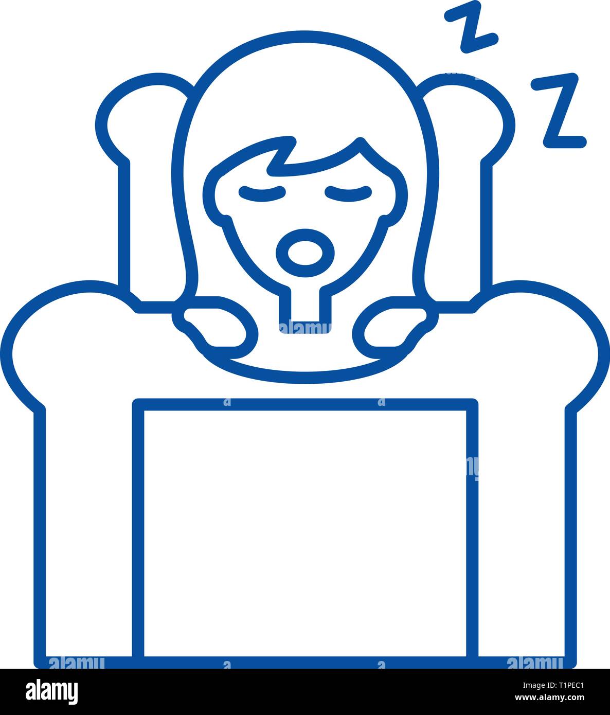 Deep sleep line icon concept. Deep sleep flat vector symbol, sign ...